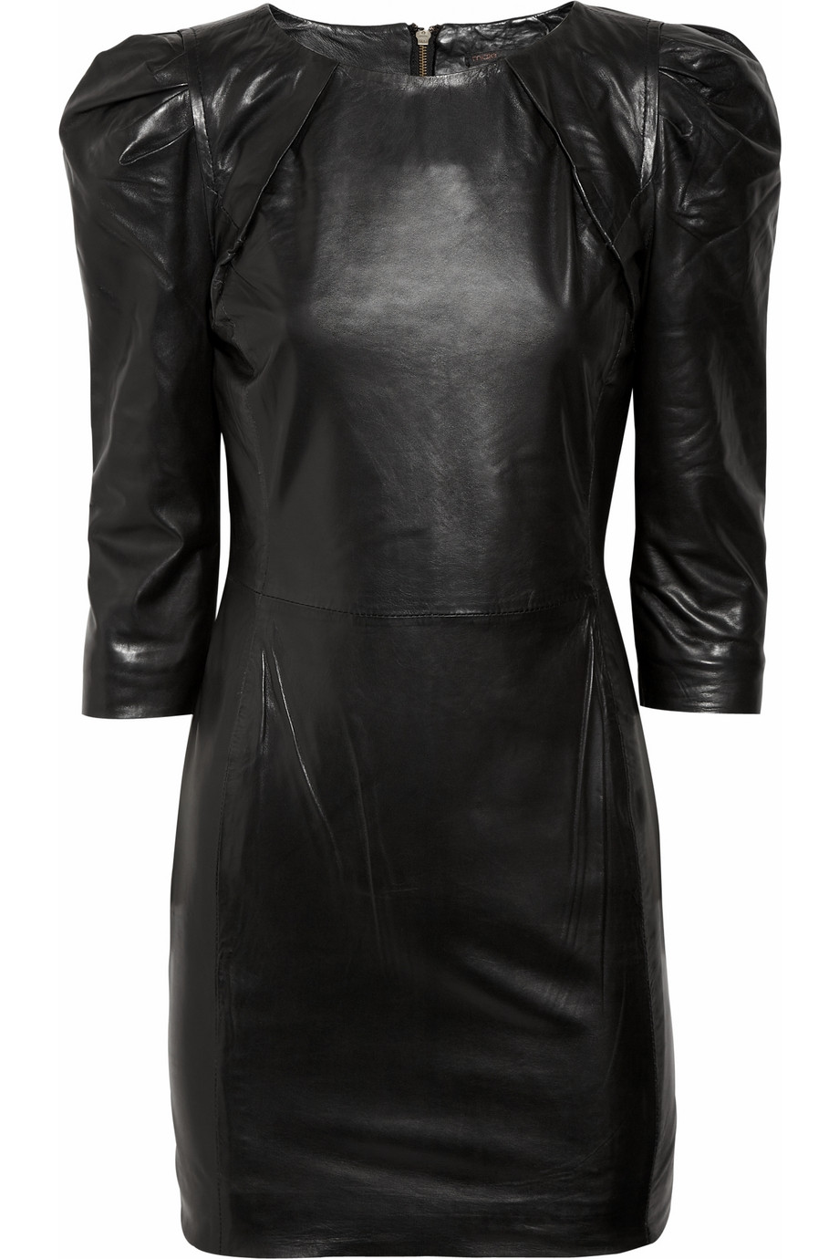 Maje Hit Leather Mini Dress in Black | Lyst Maje Hit Leather Mini Dress in Black | Lyst