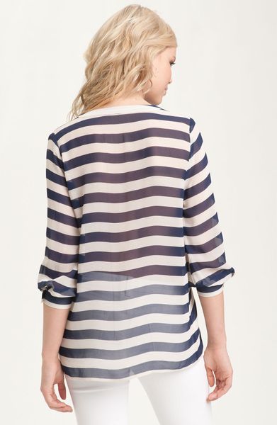 Joie Top Aceline Silk Stripe In Blue Dark Navy Lyst