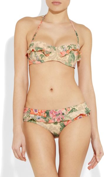 Zimmermann Devoted Floralprint Ruffled Bikini In Floral Lyst