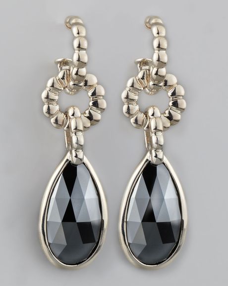 John Hardy Bedeg Hematite Drop Earrings In Silver Lyst