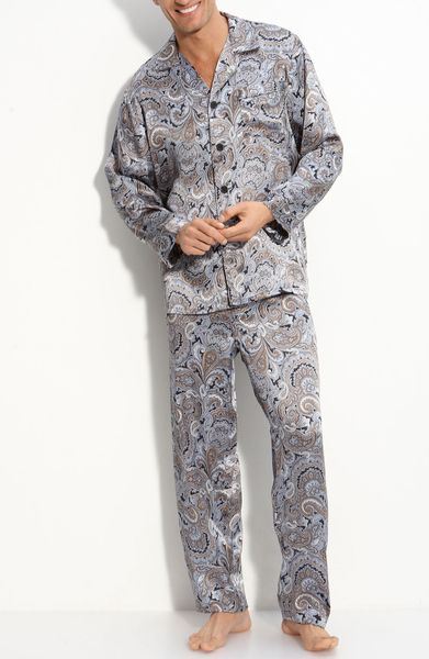 Majestic Paisley Silk Pajamas In Blue For Men Coal Lyst