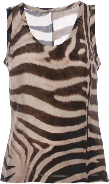 Mantu Zebra Print Tank Top In Brown Zebra Lyst