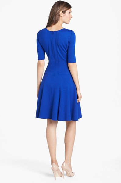 Eliza J Ponte Knit Fit Flare Dress in Blue (Cobalt) | Lyst Eliza J Ponte Knit Fit Flare Dress in Blue (Cobalt) | Lyst