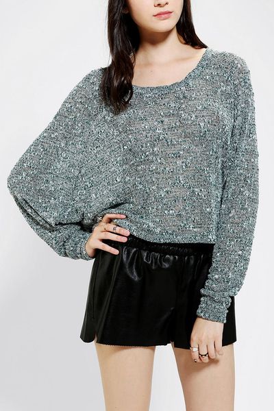 Urban Outfitters Sparkle Fade Extreme Dolman Cropped Sweater In Gray