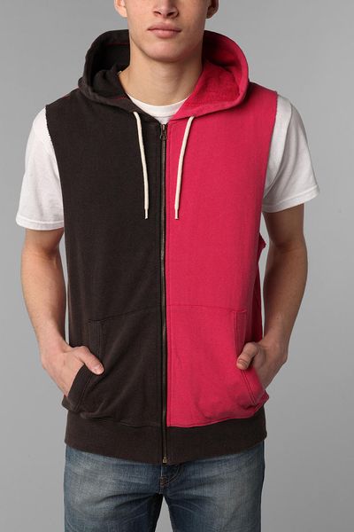 Urban Outfitters Bdg Acidwash Cutoff Colorblock Zipup Hoodie Sweatshirt