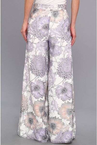 Badgley Mischka Floral Chiffon Pant In Floral Ivory Lyst