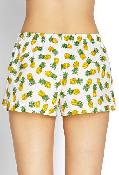 Forever 21 Pineapple Sleep Shorts In White White Yellow Lyst
