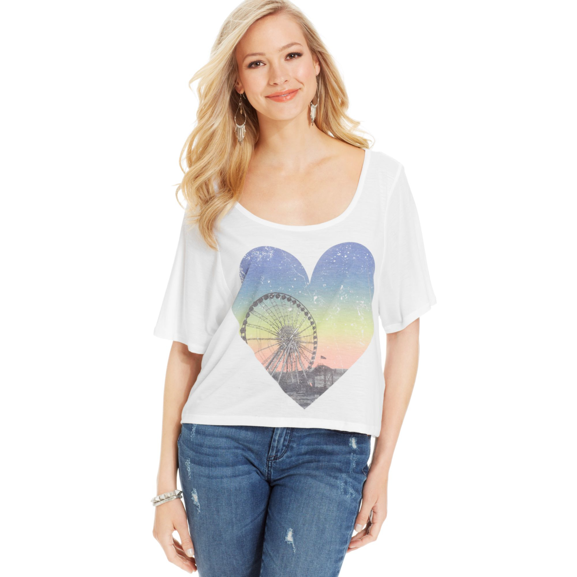 Jessica Simpson Danna Printed Crop Top In White Ferris Wheel Lyst