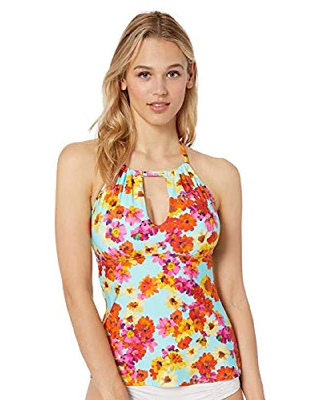 Kenneth Cole Reaction High Neck Keyhole Halter Tankini Swimsuit Top in ...
