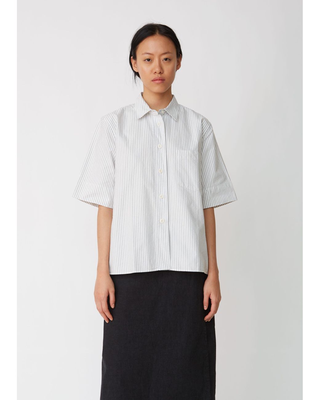 Lyst - MHL by Margaret Howell Short Sleeve Pocket Swing Shirt in White