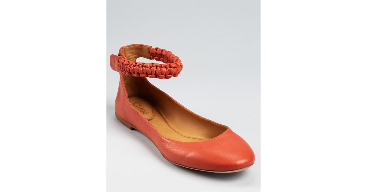 Lyst Chloé Ankle Strap Ballet Flats In Pink