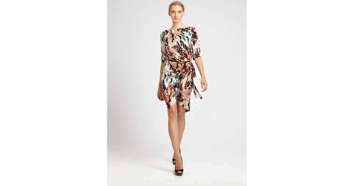Lyst Rachel Roy Landscape Printed Wrap Dress In Black