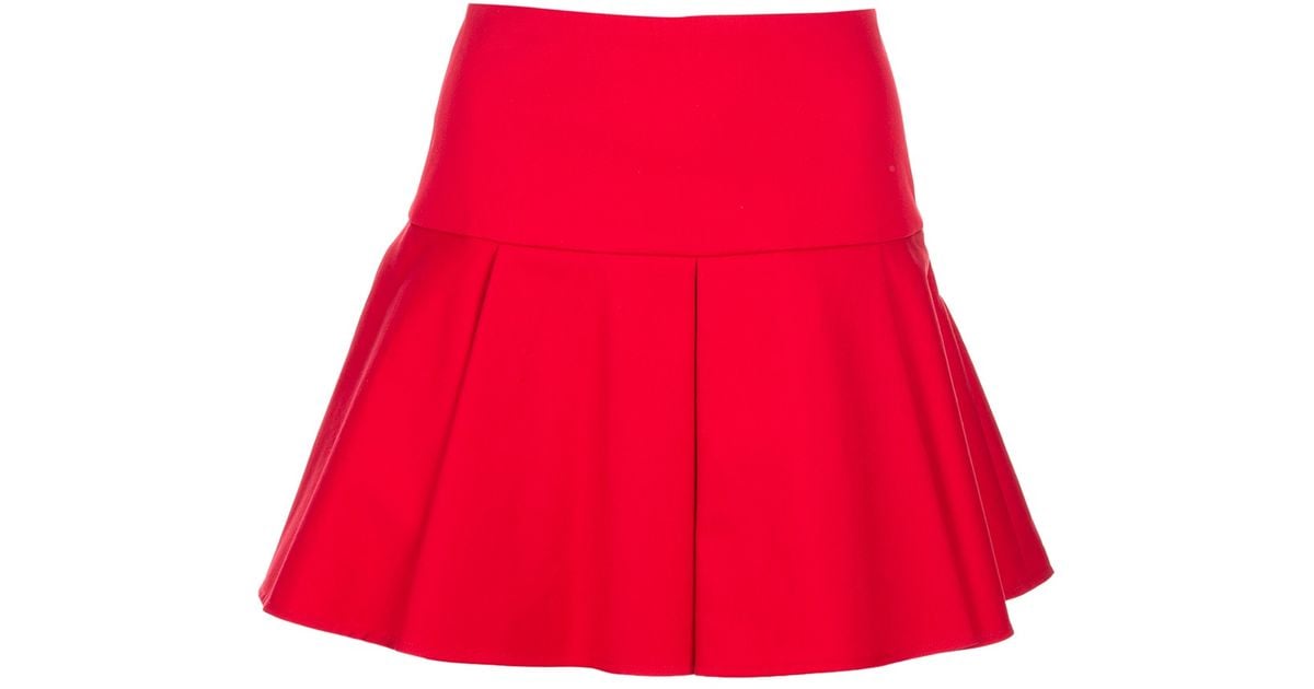 Red Valentino Flared Pleated Skirt In Red Lyst