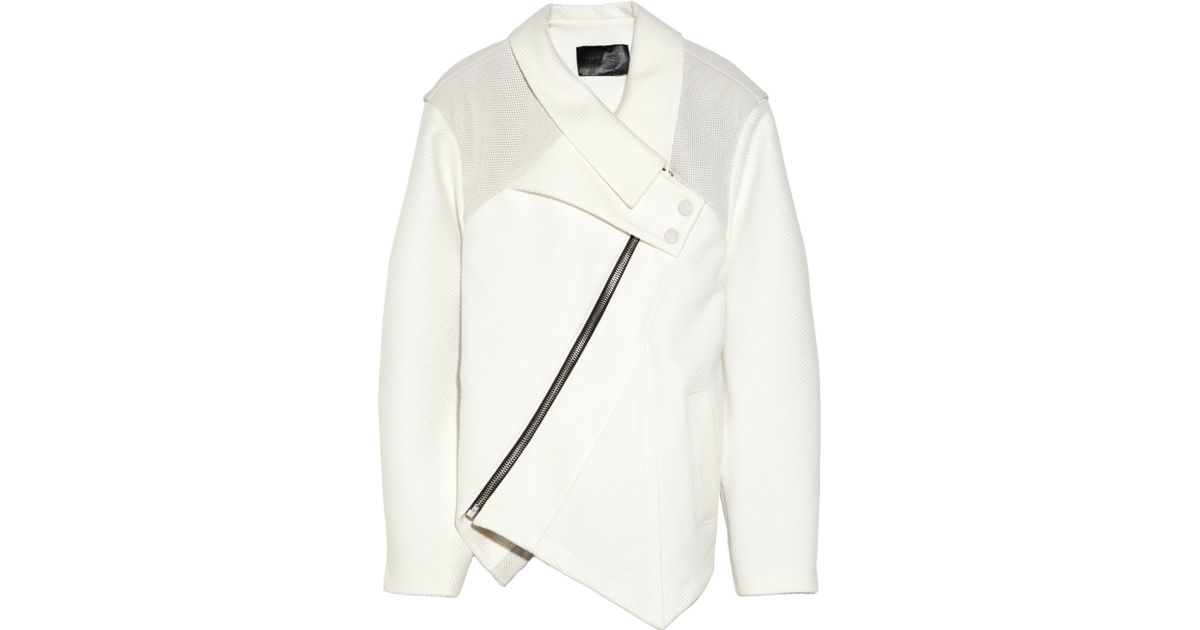 Lyst - Proenza Schouler Asymmetric Leathercoated Woven Cotton Jacket in ...