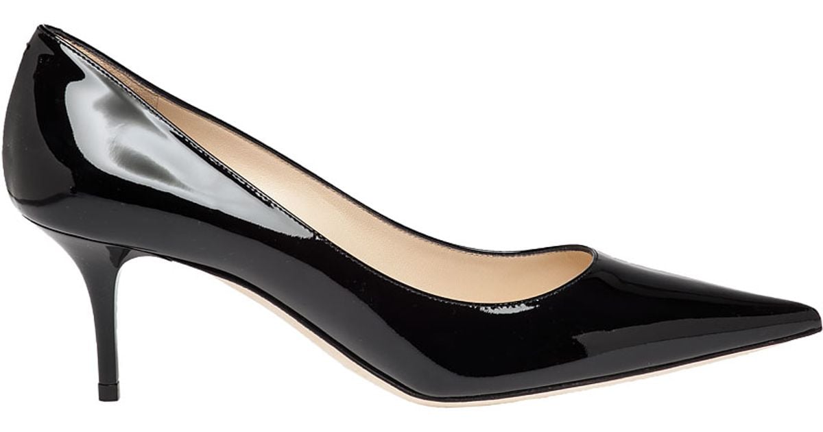 Lyst Jimmy Choo Aurora Black Patent Leather Kitten Heel In Black
