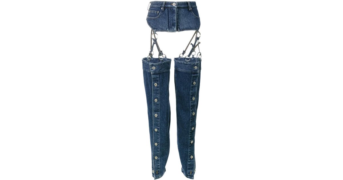 Lyst - Y. Project - High Waisted Denim Chaps - Women - Cotton - 36 in Blue