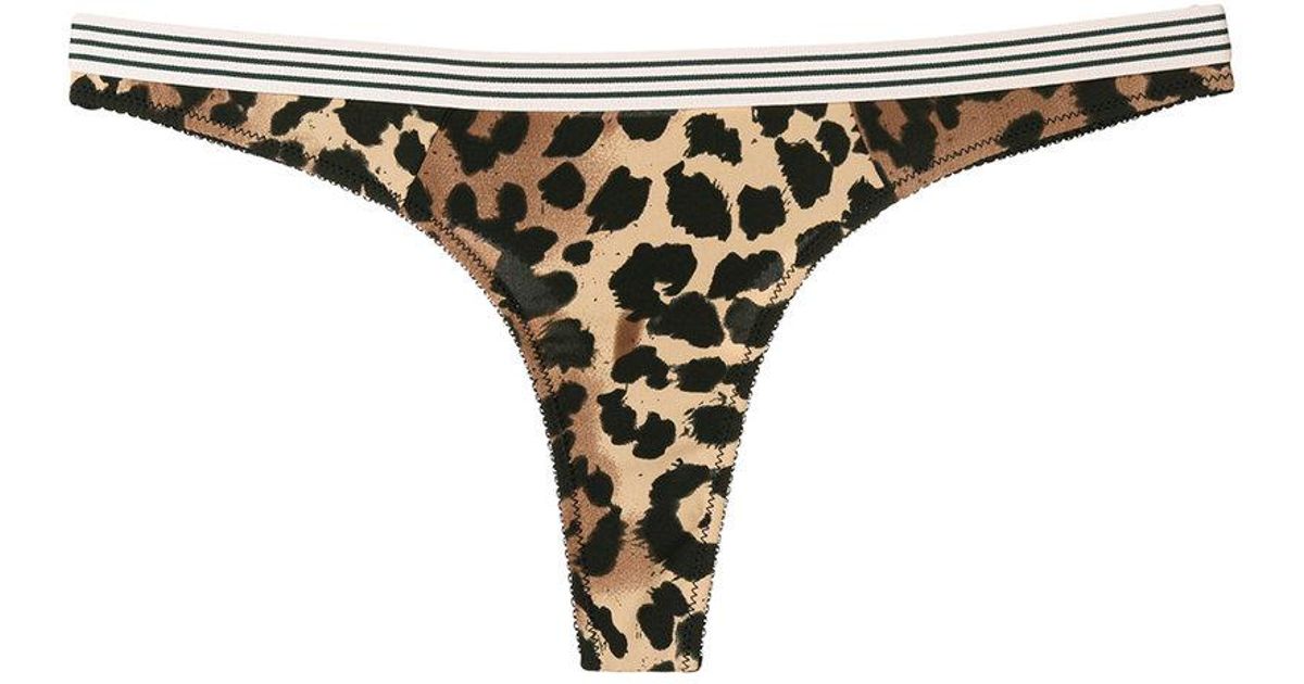 Lyst Lovestories Leopard Print Thong In Brown