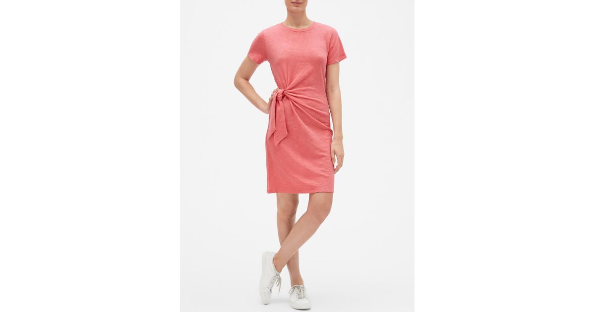 GAP Factory Short Sleeve Twist-knot Midi Dress in Pink - Lyst