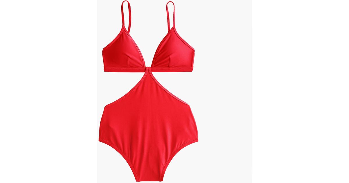J Crew Synthetic Cutout One Piece Swimsuit In Bright Cerise Red