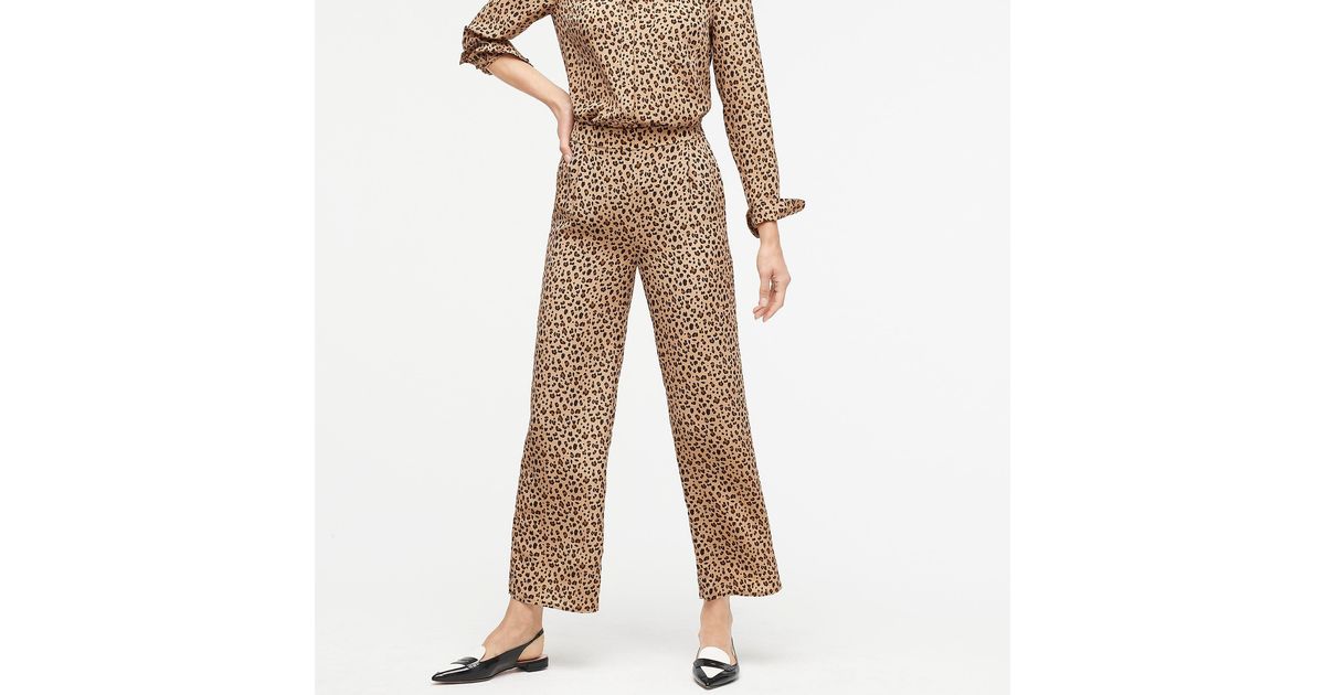 J.Crew Silk Relaxed Pull-on Cropped Pant In Leopard Print - Lyst