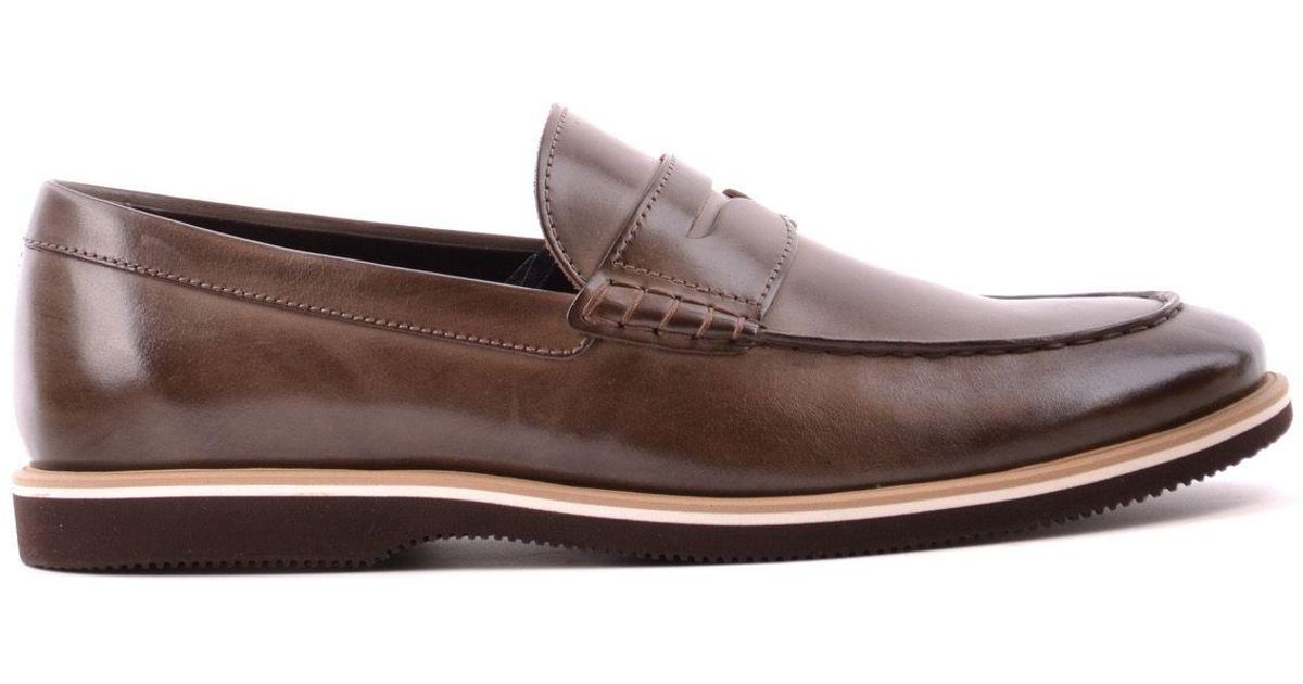 Hogan Brown Leather Loafers in Brown for Men - Lyst