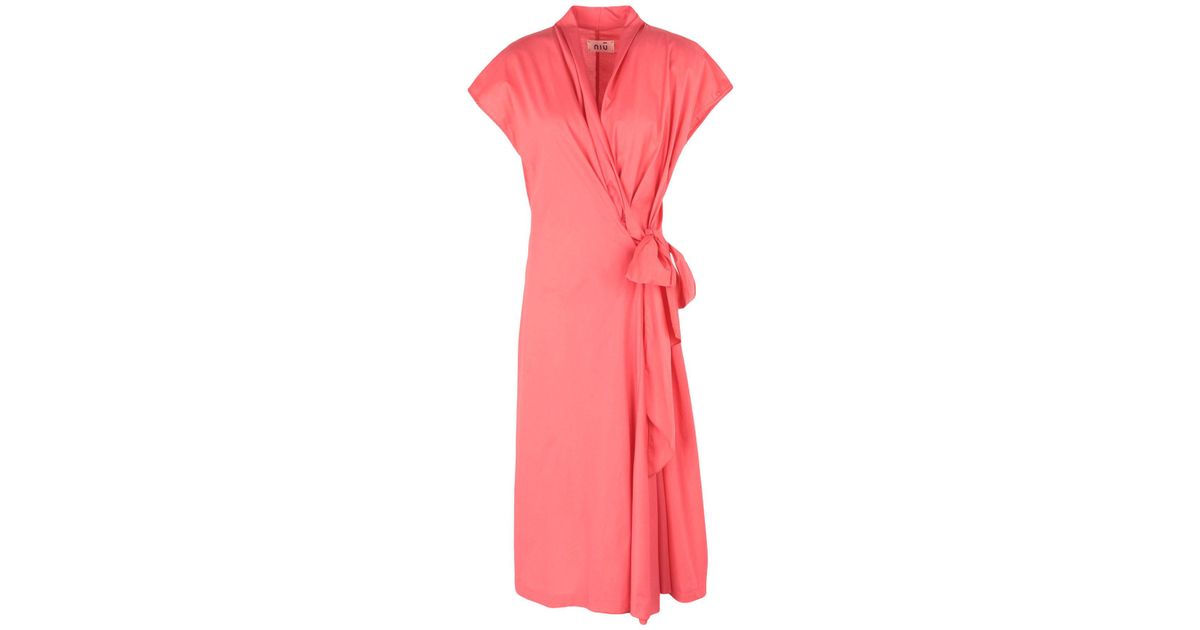 Niu Cotton 3/4 Length Dress in Coral (Pink) - Lyst