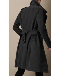 Lyst - Burberry Long Brushed Cotton Military Trench Coat in Black for Men