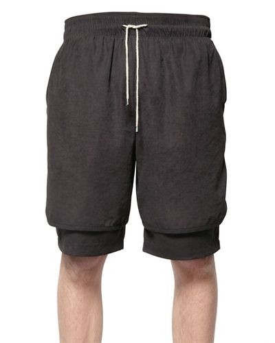 Tom Rebl Layered Matte Techno Satin Shorts in Black for Men - Lyst