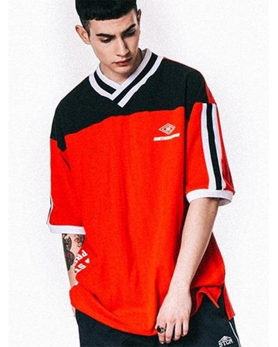 SHETHISCOMMA Over V Neck T in Red for Men - Lyst