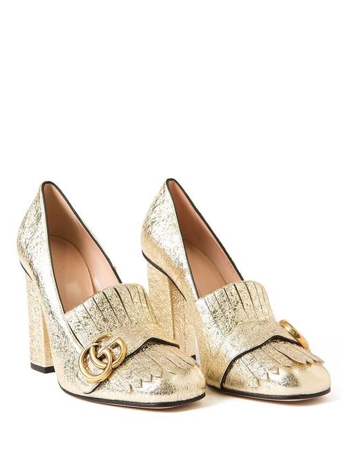 Gucci Marmont Fringed Loafer Heel in Metallic - Save 19% | Lyst