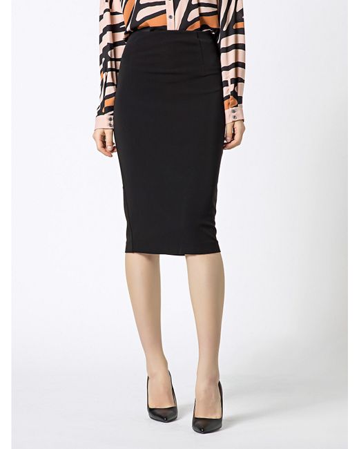 Patrizia pepe Knee-length High Waisted Skirt In Stretch Viscose Crepe ...