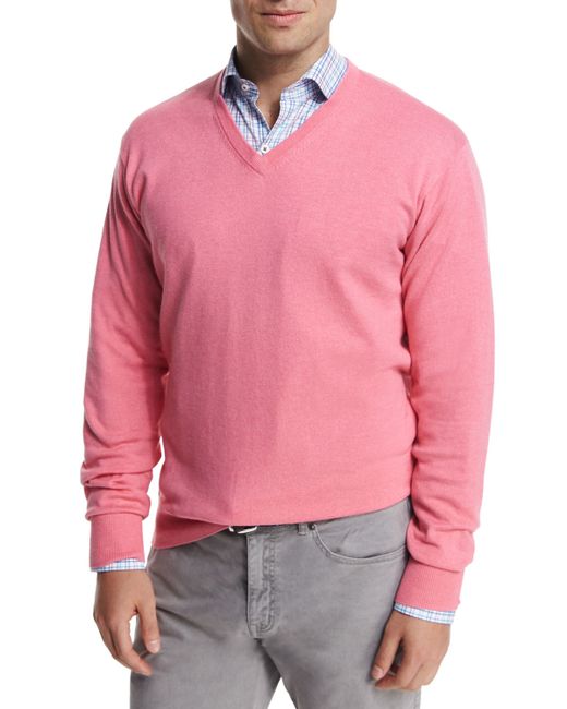 Peter millar Cashmere-blend V-neck Sweater in Pink for Men | Lyst