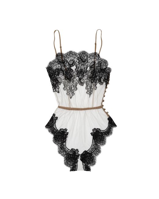 Rosamosario Lace Me Up Bodysuit in Black - Save 8% | Lyst