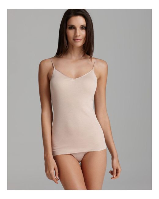 Hanro Cotton Seamless V Neck Cami In Natural Lyst