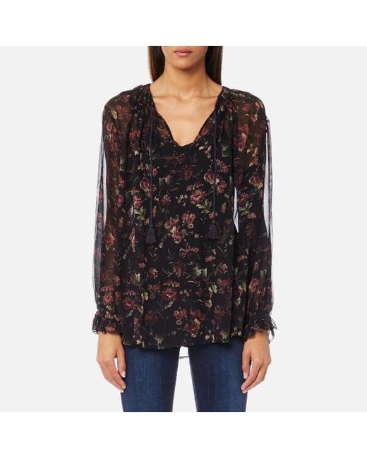 Lyst - Polo Ralph Lauren Women's Long Sleeve Blouse in Black