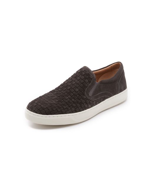 Vince Ace Woven Suede Slip Ons in Brown for Men | Lyst