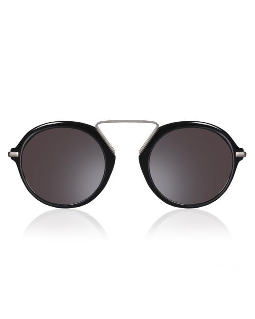 Yohji yamamoto Round Frame Sunglasses With Shaped Bridge Black/grey in ...