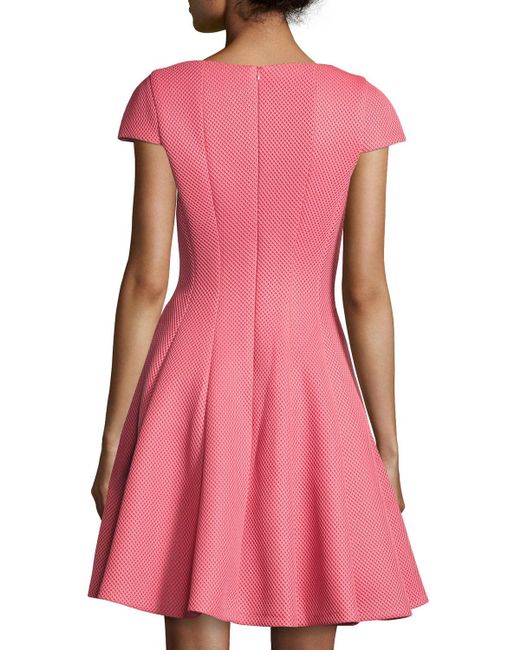 Julia Jordan Split Neck Cap Sleeve Fit And Flare Dress In Black Lyst