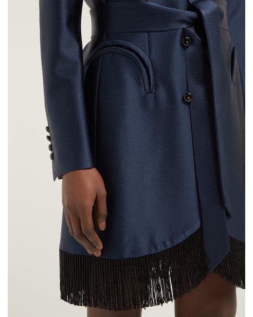 Lyst - Blazé Milano Let's Fly Sunshine Belted Fringed Silk Midi Dress ...