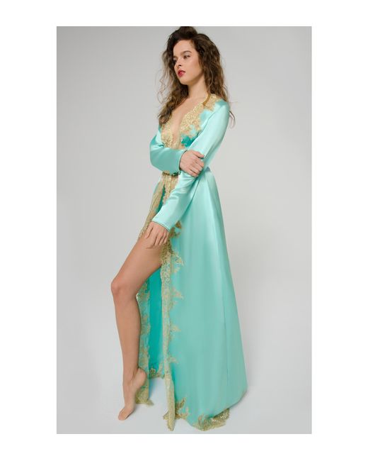 Rosamosario Colore Del Mare Silk Satin Morning Coat in Green | Lyst