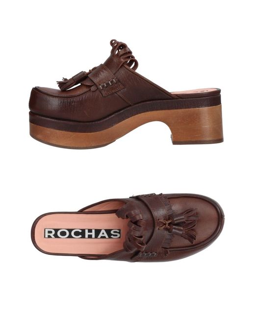 Lyst - Rochas Mules in Brown