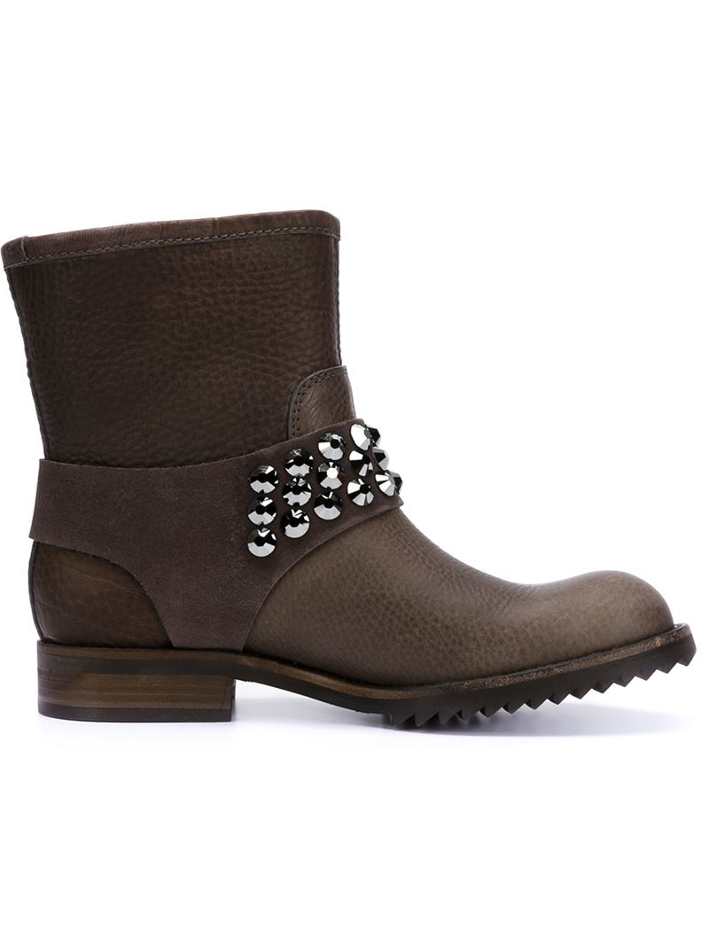 Lyst - Pedro garcia Kian Biker Boots in Brown