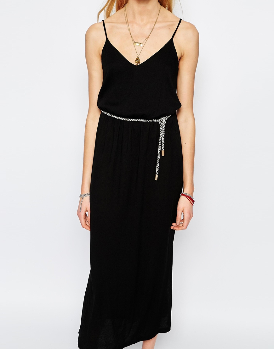 Lyst - Sessun Maxi Dress With Rope Tie In Black in Black