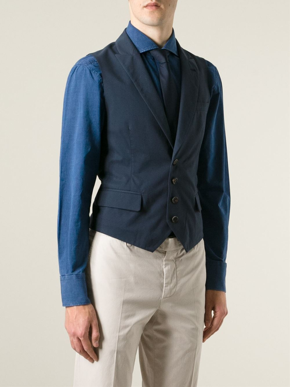 Lyst - Brunello Cucinelli Shawl Lapel Waistcoat in Blue for Men