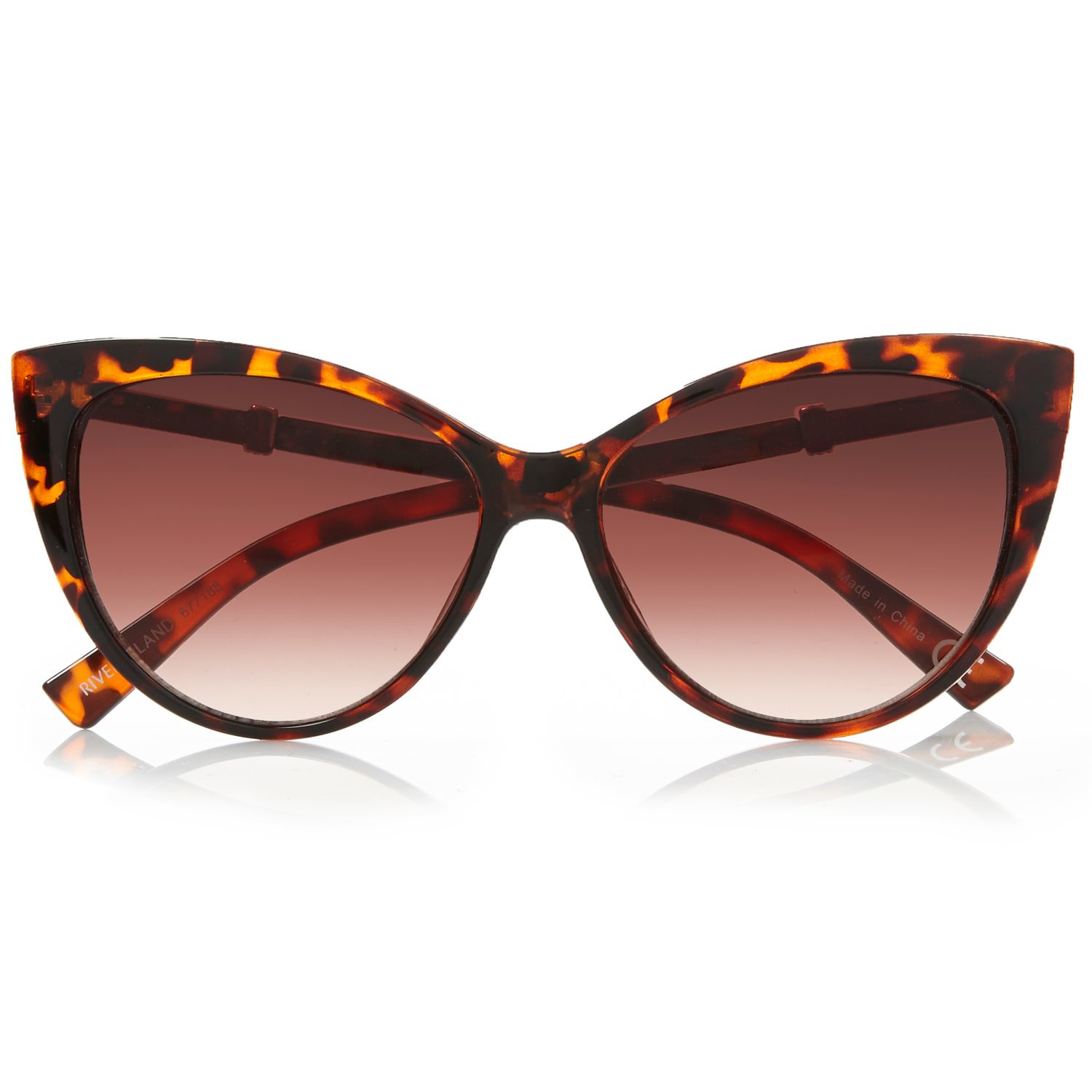 Lyst River Island Brown Tortoise Extreme Cat Eye Sunglasses In Brown