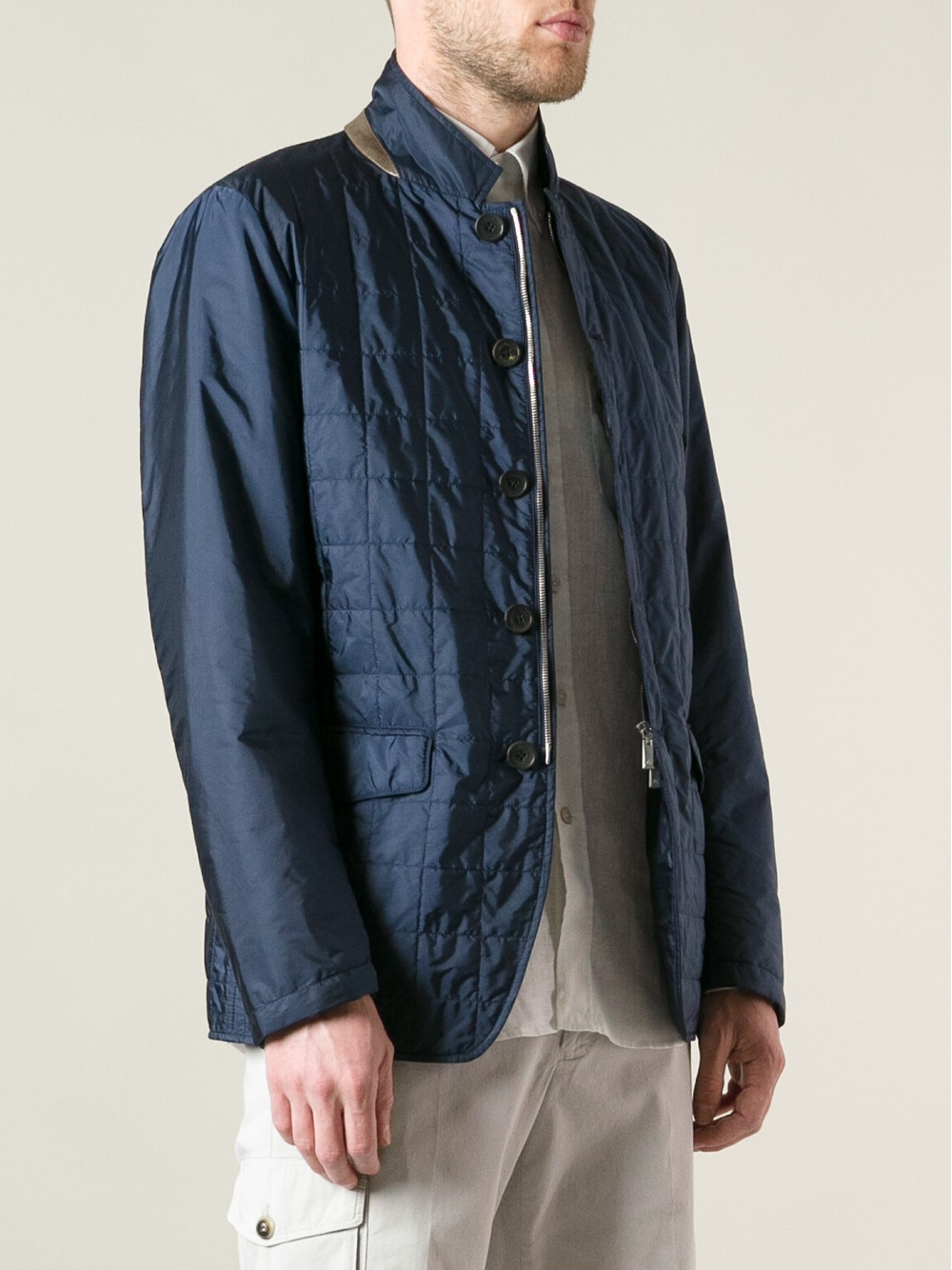 Lyst - Canali Quilted Padded Jacket in Blue for Men Lyst - Canali Quilted Padded Jacket in Blue for Men