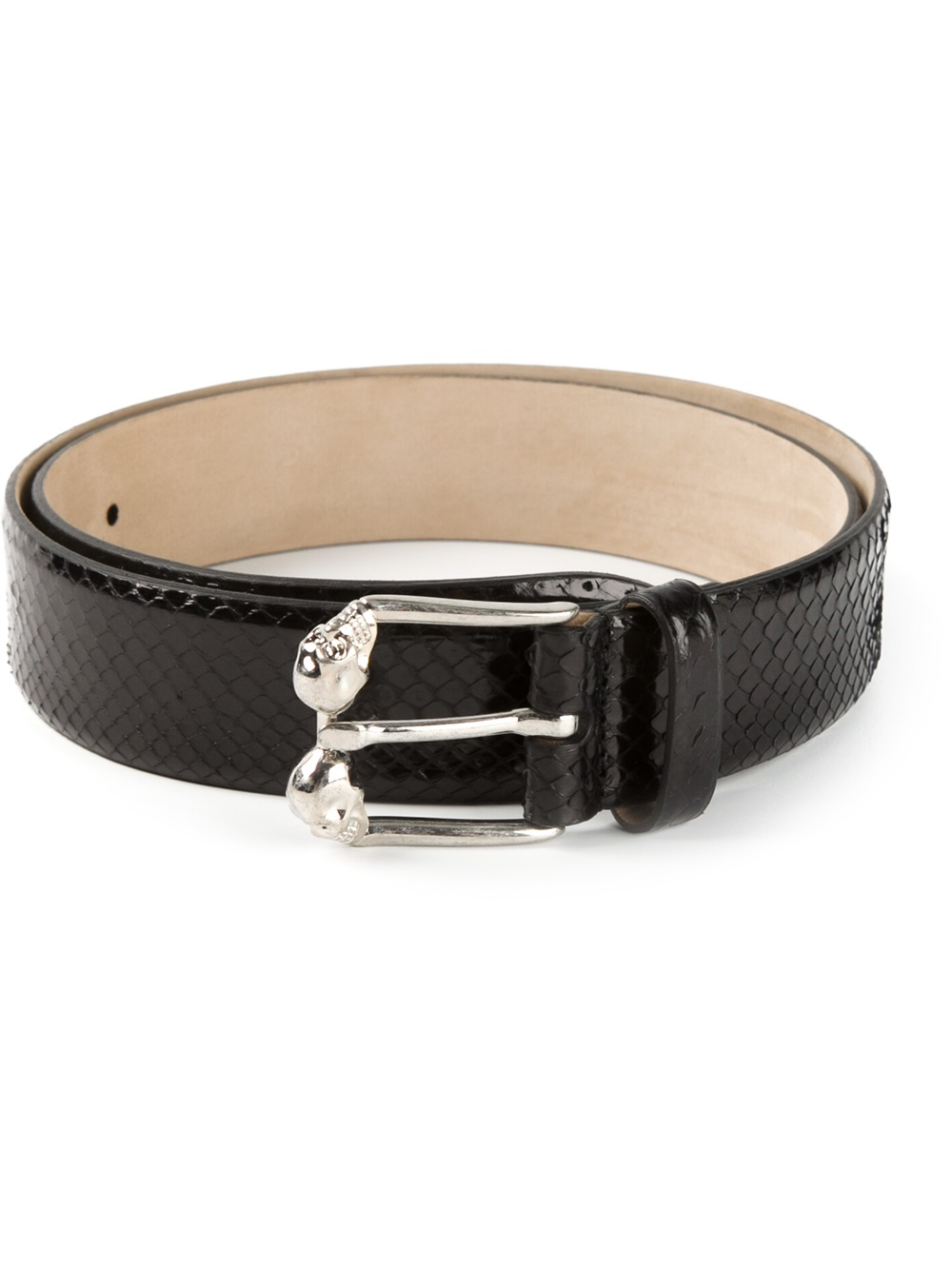 Alexander mcqueen Skull Buckle Belt in Black for Men | Lyst