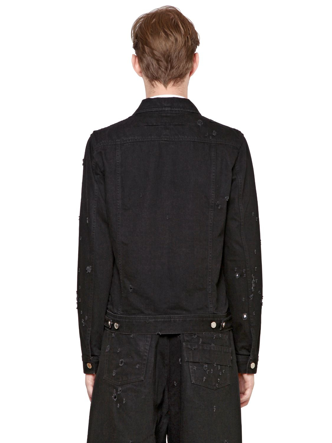 Lyst - Givenchy Destroyed Cotton Denim Casual Jacket in Black for Men