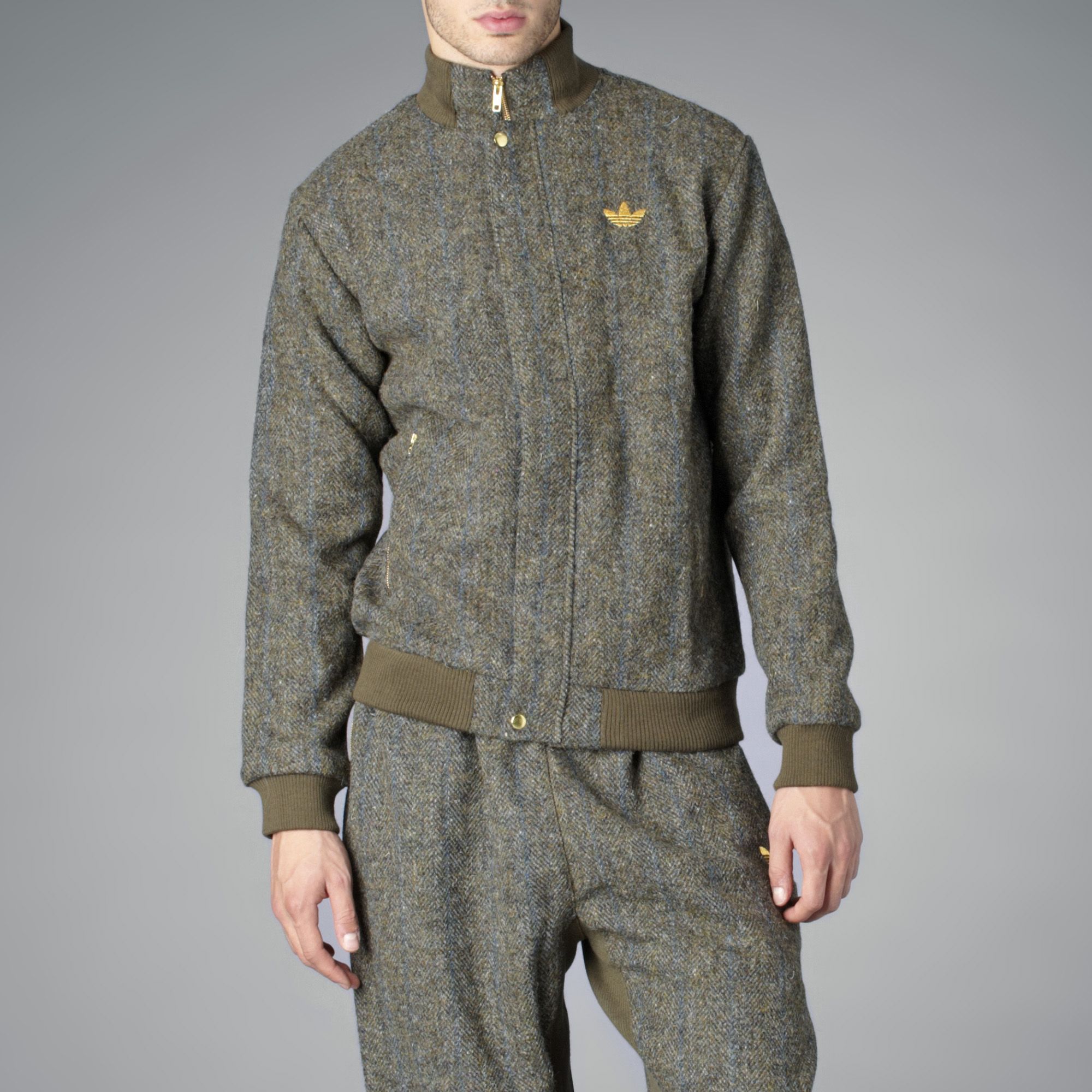 David beckham for adidas Tweed Track Top in Gray for Men (green) | Lyst