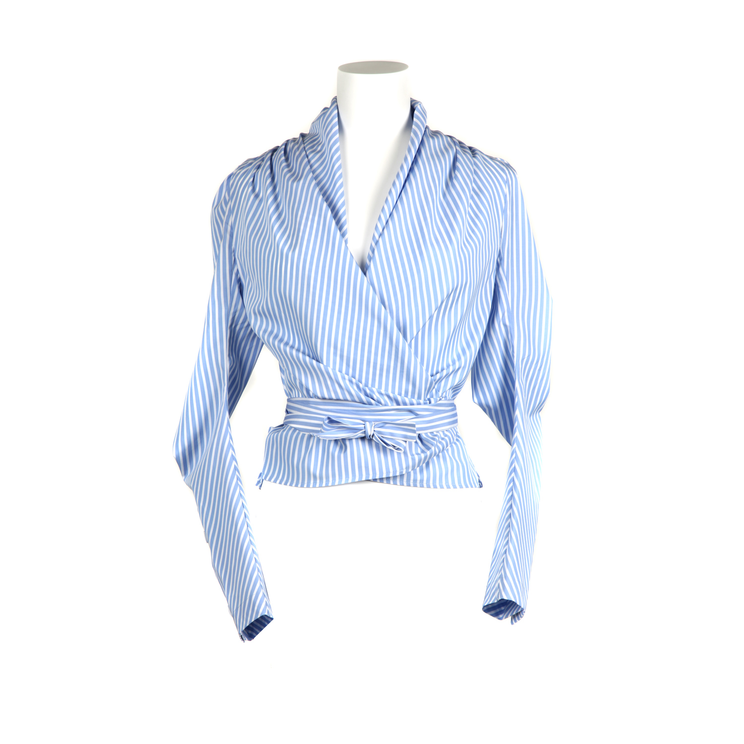 Thierry Colson Cotton Striped Wrapover Shirt in Blue (pink) | Lyst